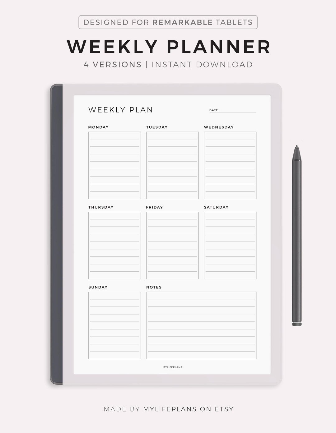 Weekly Planner to Do List, Minimal Weekly Schedule, Weekly Organizer ...