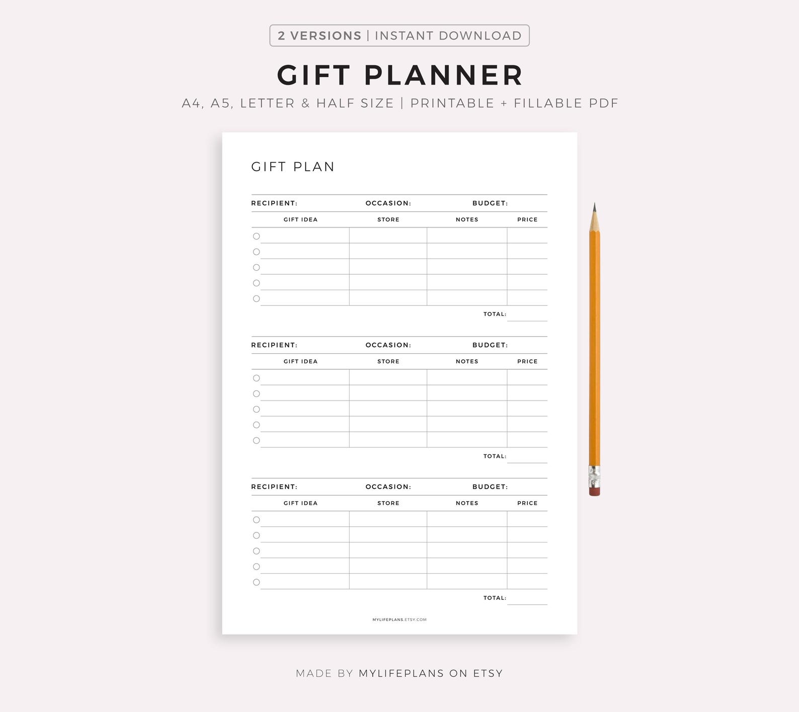 Gift Planner Printable, Gift Ideas, Gift Shopping List, Gift Tracker ...