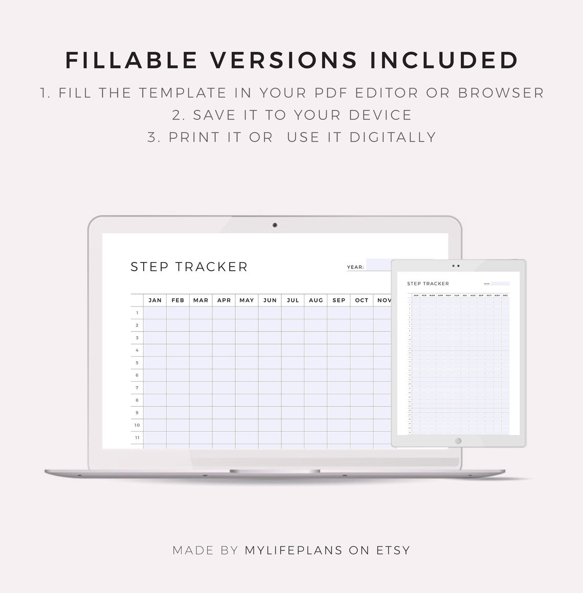 365 Day Step Tracker Printable Daily Step Record Exercise - Etsy UK