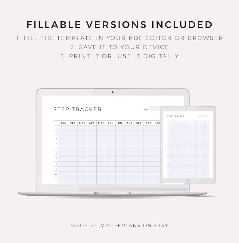 365 Day Step Tracker Printable Daily Step Record Exercise - Etsy