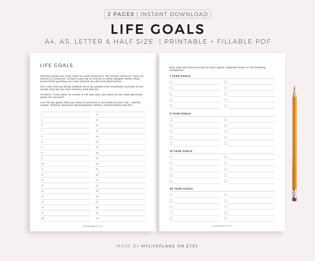 Life Goals Planner, Goal Setting, Life Vision Planner, My Future, Dream ...