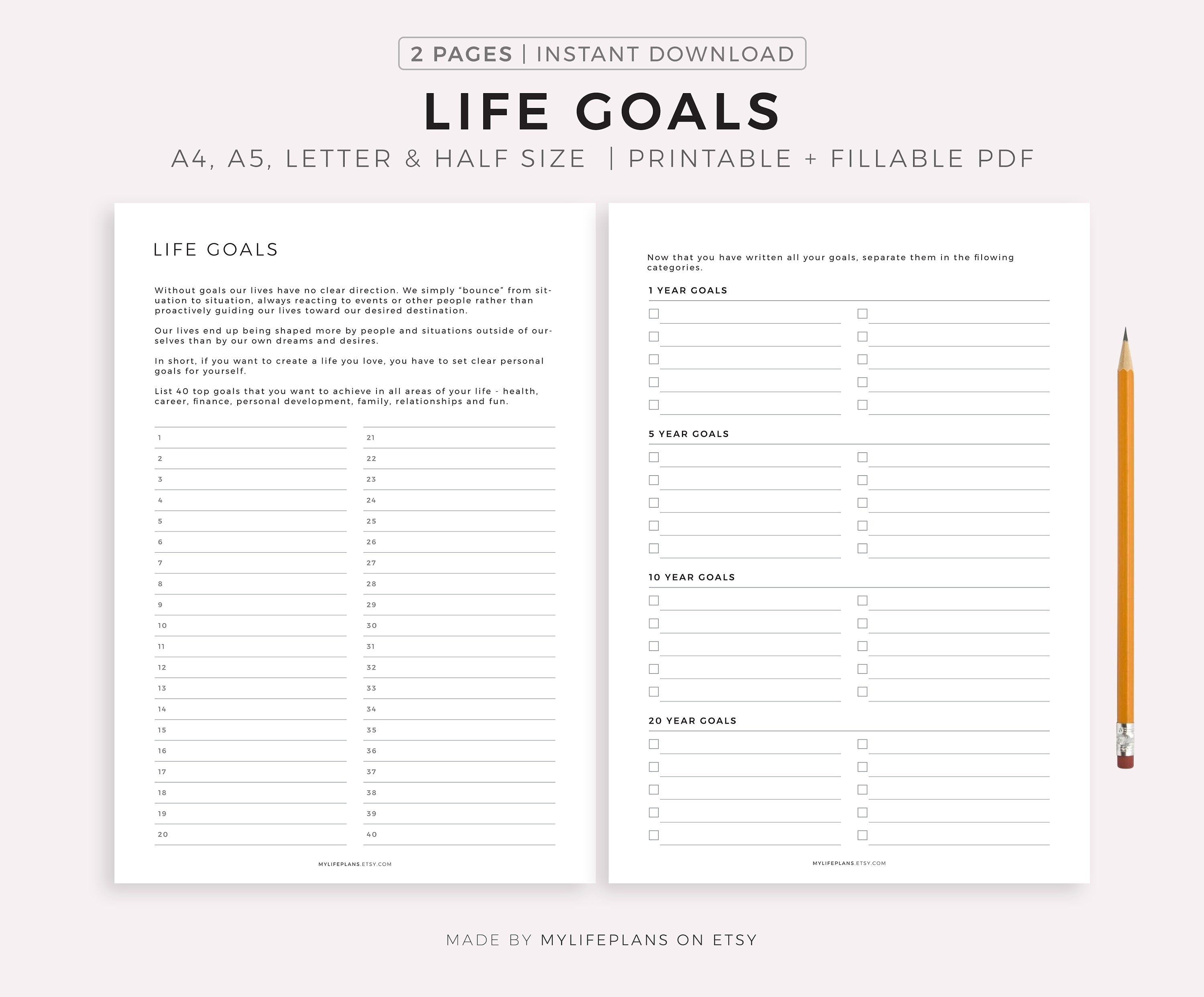 Life Goals Planner Goal Setting Life Vision Planner My - Etsy Australia