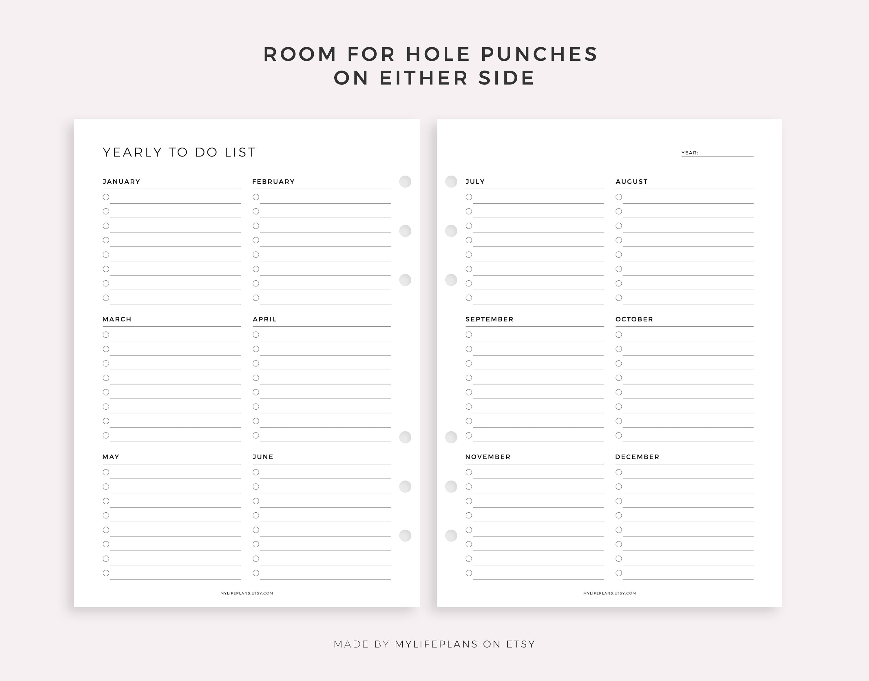 Yearly to Do List on Two Pages Yearly Tasks Yearly Planner - Etsy