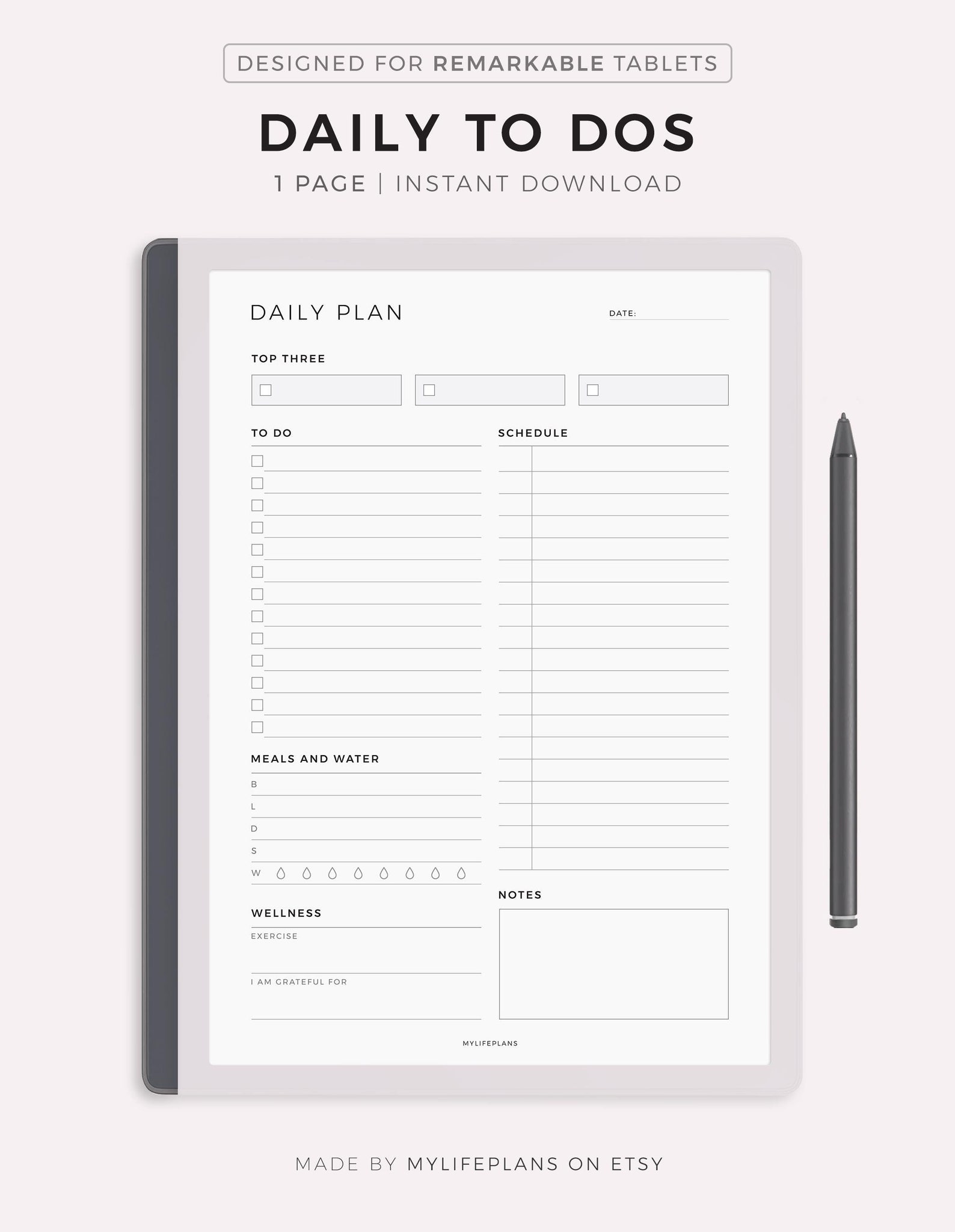 Daily to Do List for Work / Personal Life, Compatible With Remarkable 2 ...