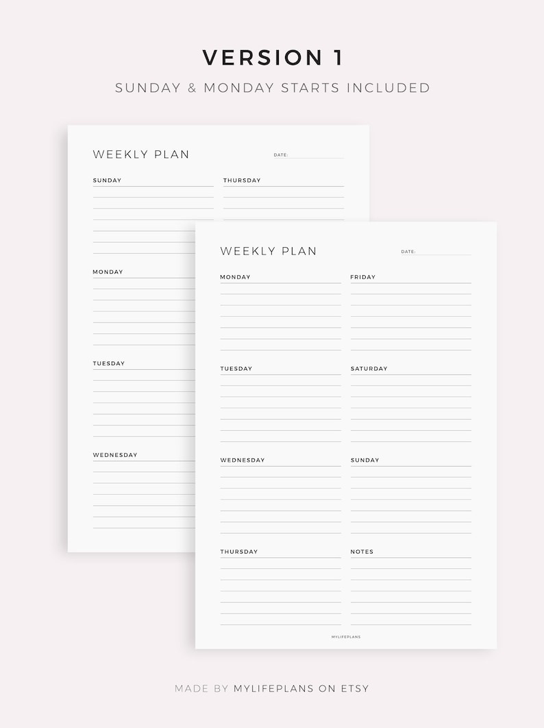 Weekly Organizer for Remarkable 2, Weekly Planner to Do List, Week at a ...