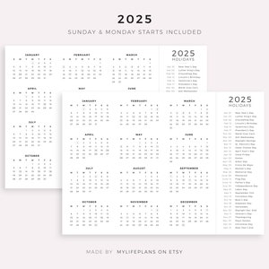 2023-2030 Year Calendars With Holidays on One Page, Printable ...