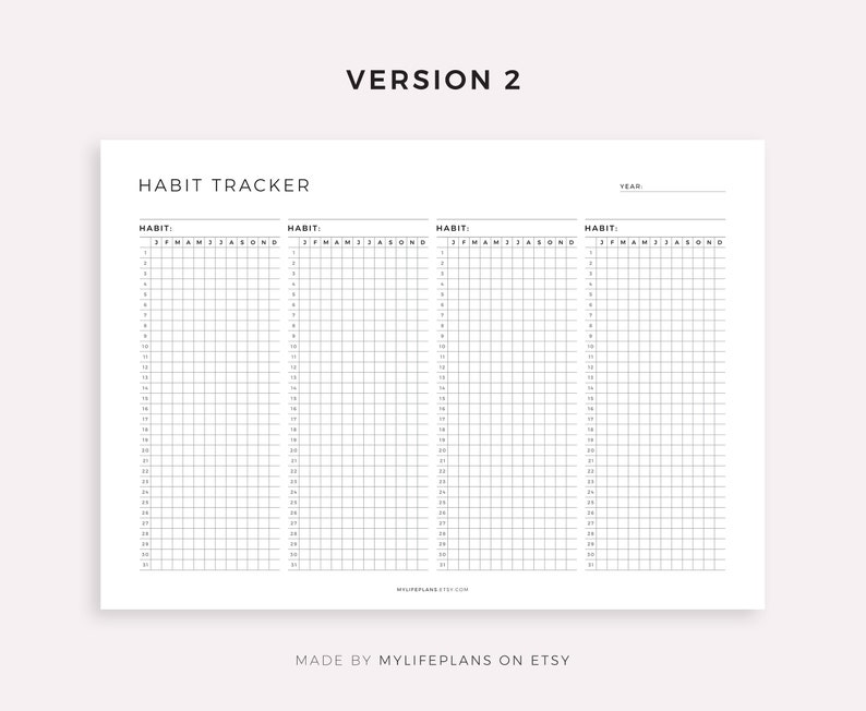 Yearly Habit Tracker Landscape, Habit Tracker Template, Routine ...