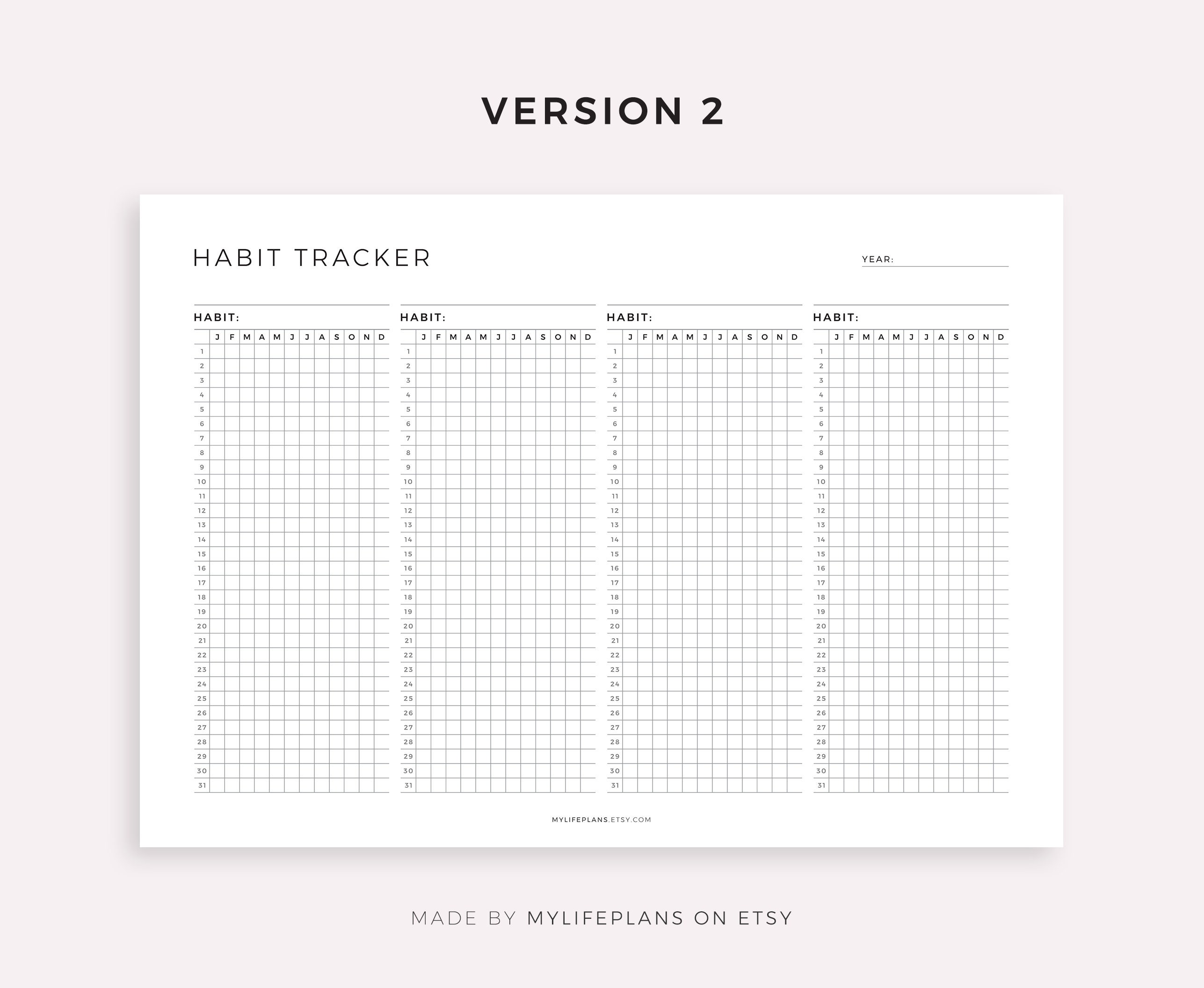 Yearly Habit Tracker Landscape Habit Tracker Template | Etsy