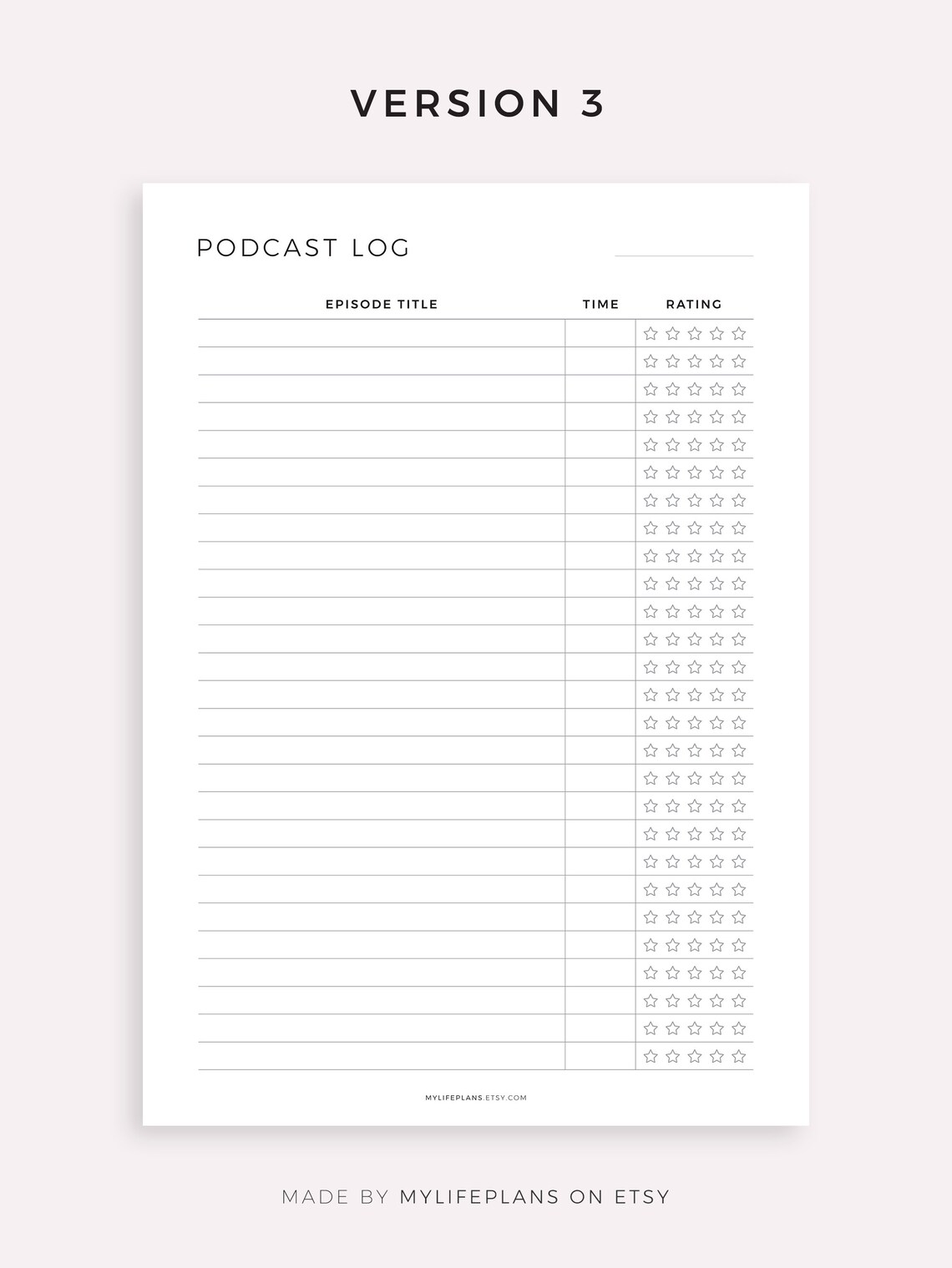 Podcast Log Printable, Podcast Episode Tracker, Podcast Template, A4/a5 ...