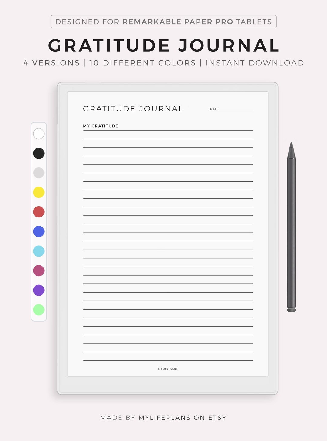 Simple Gratitude Journal Template, Gratitude Notebook, Gratitude Diary ...