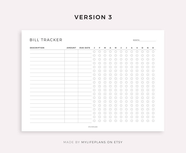 Digital Bill Tracker Template Landscape, Compatible With Goodnotes ...