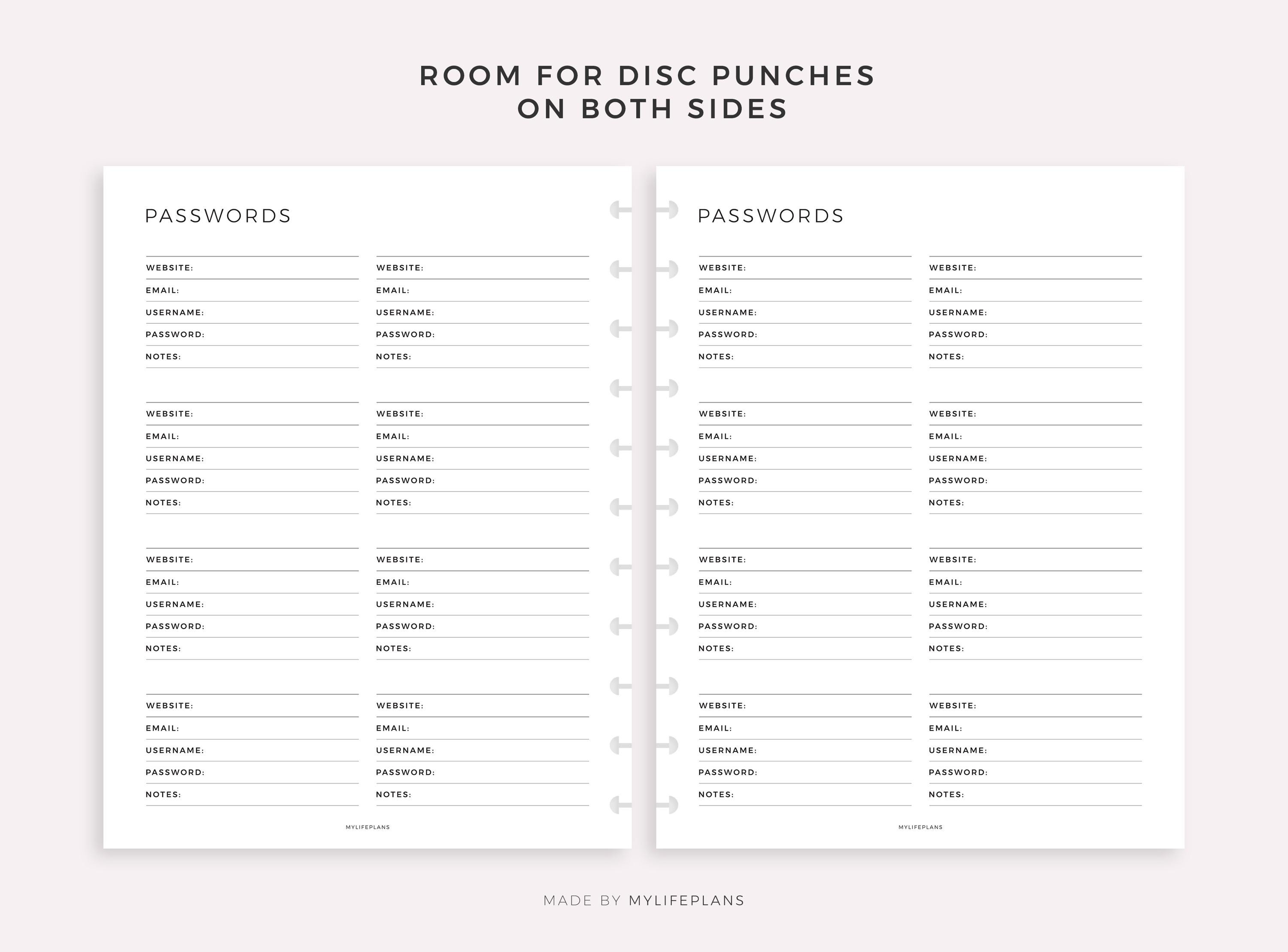 Password Tracker, Printable Template for Happy Planner Classic and Big ...