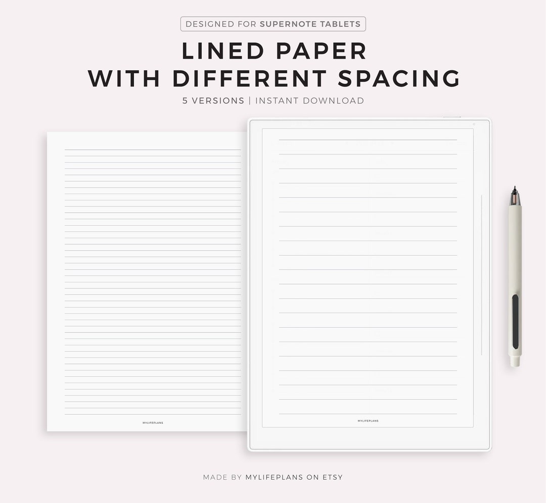 Supernote Lined Paper Templates With Different Spacing 6mm, 8mm, 10mm ...