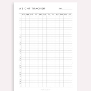 365 Day Weight Tracker Printable & Fillable, Daily Weight Journal ...