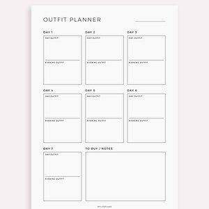 Travel Outfit Planner for Remarkable Paper Pro, Daily Outfit Planner ...