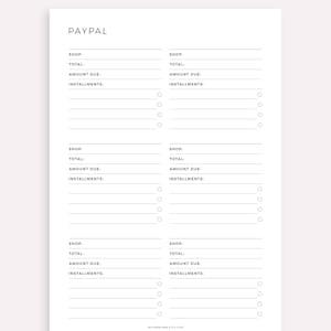 Afterpay, Klarna & Paypal Tracker Printable and Fillable PDF, Online ...