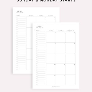2024 Monthly to Do List on Two Pages, Productivity Monthly Planner ...