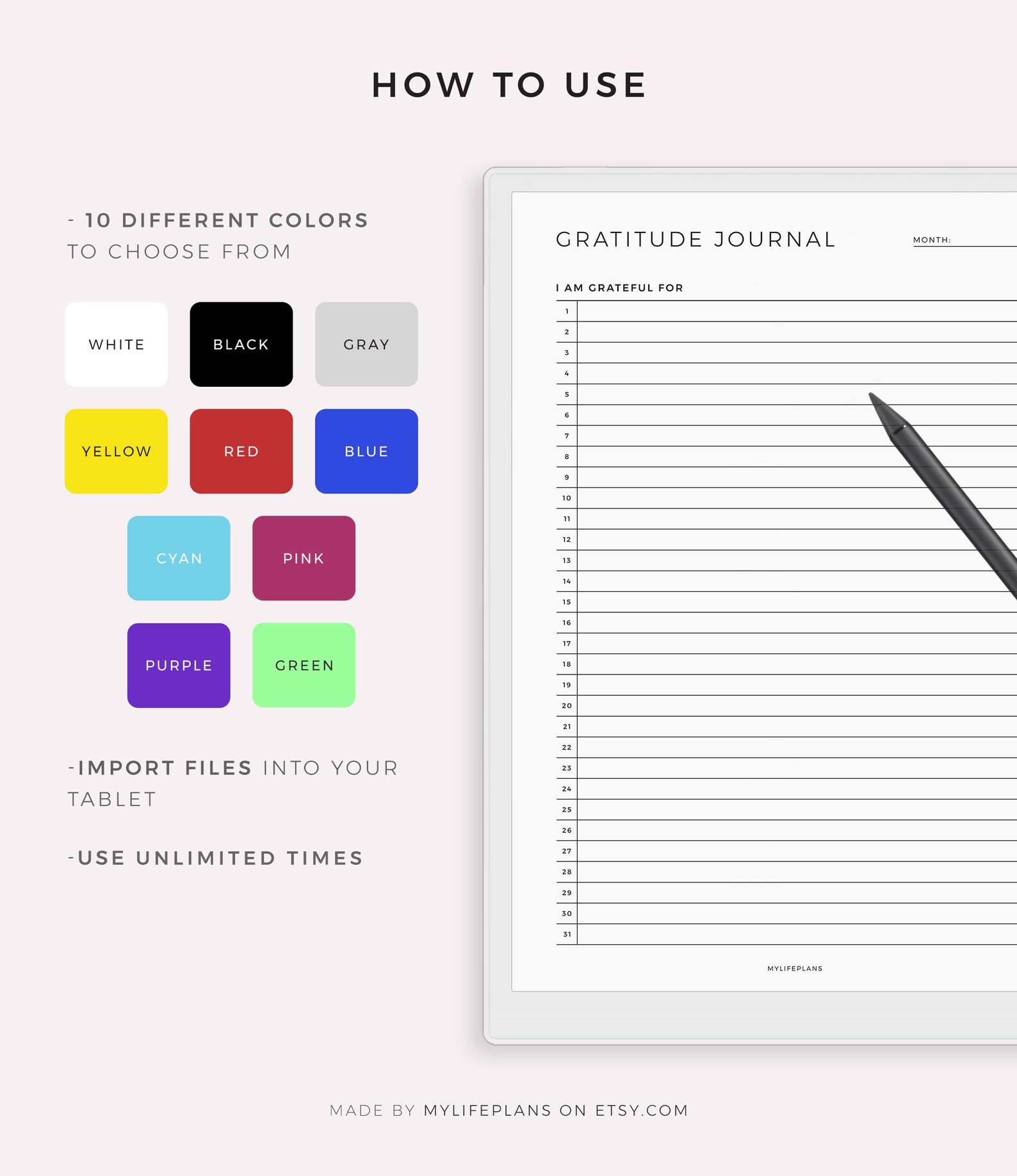 30 Days of Gratitude Template, Daily Gratitude Journal, Gratitude Log ...