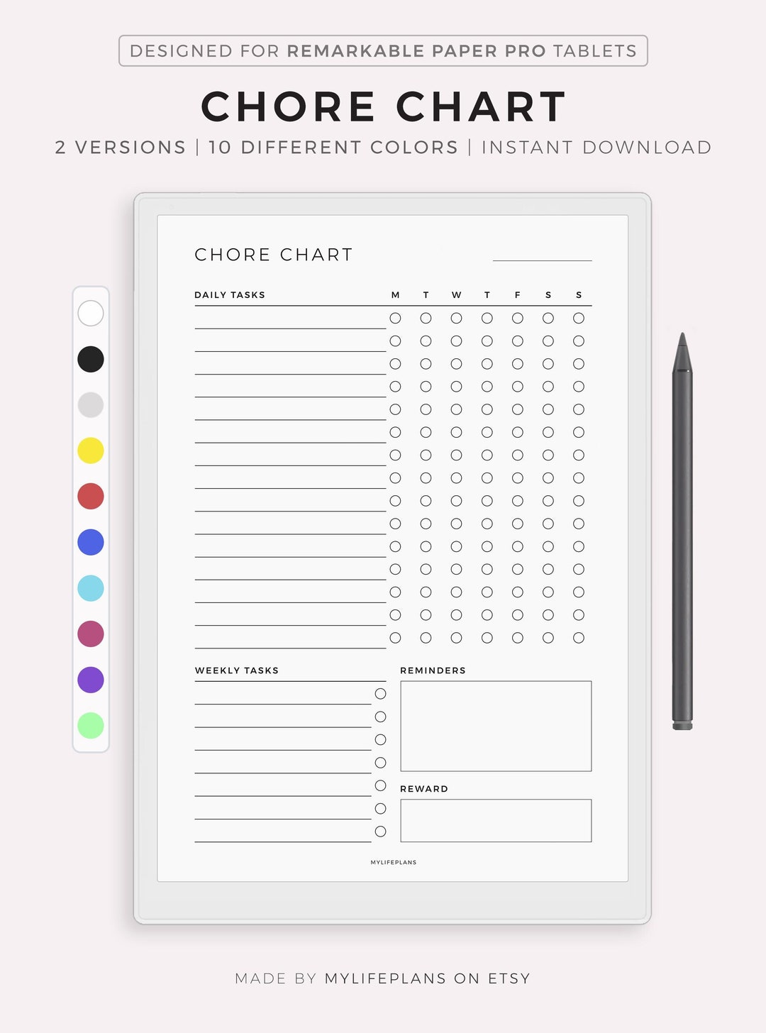 Chore Chart for Kids and Adults, Responsibilities Chart, Compatible ...