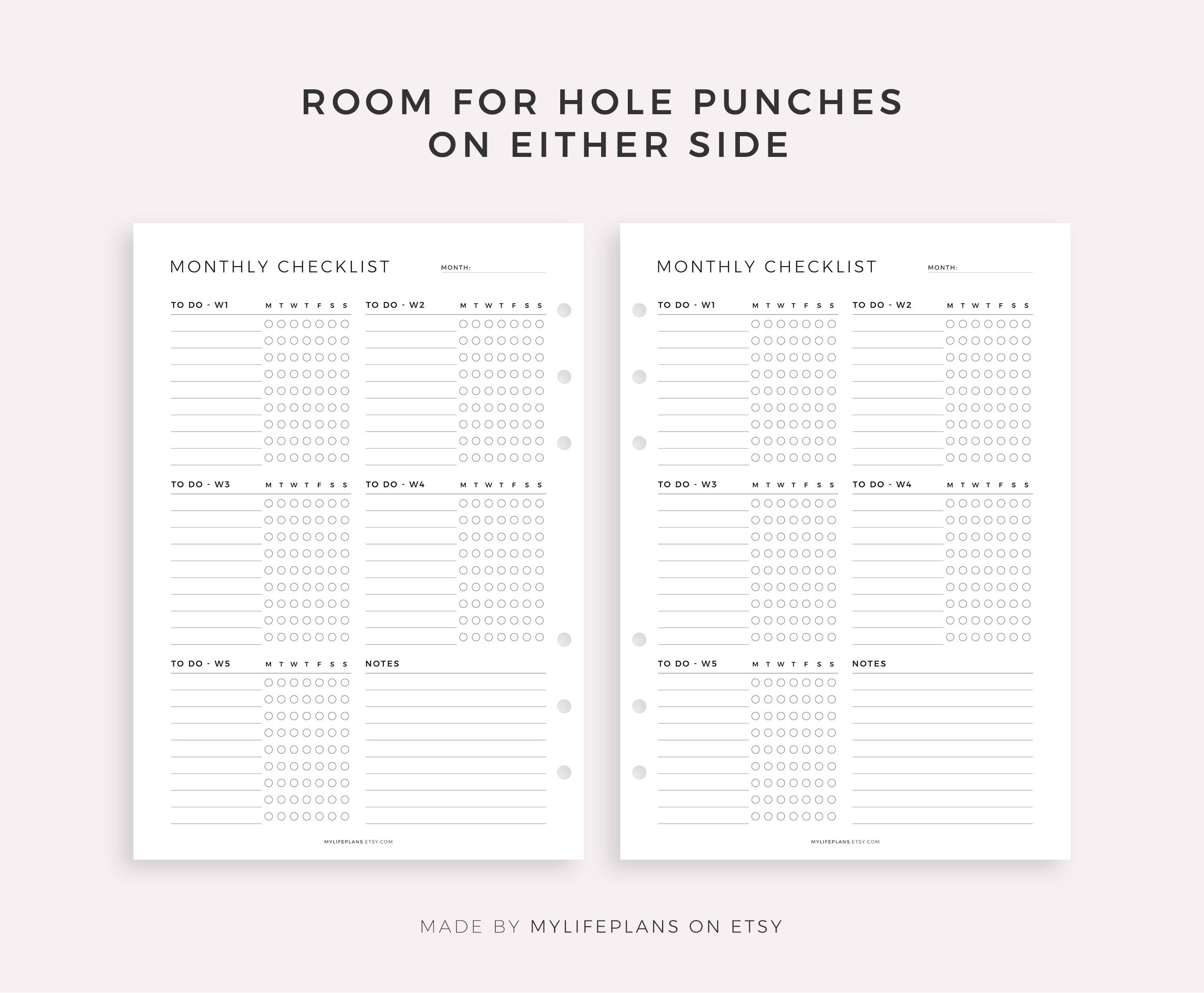 Monthly Checklist Printable & Fillable Monthly to Do List - Etsy