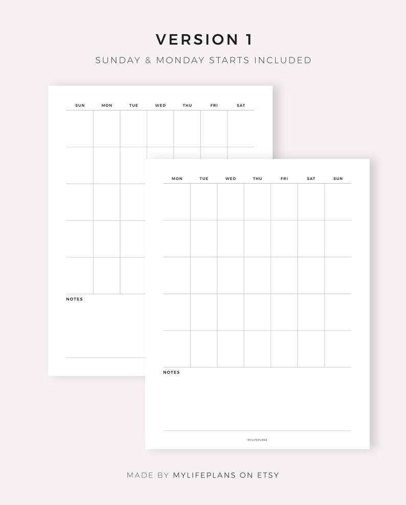 Blank Monthly Calendar for Goodnotes, Notability, Noteshelf, Ipad ...