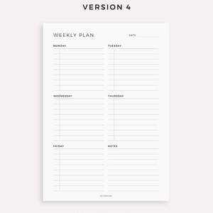 Five Day Weekly Planner for Supernote A5X2/A5X/A5/A6X2/A6X/A6, Weekly ...