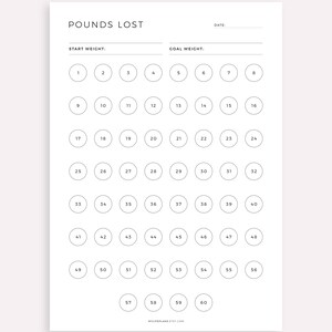 60 Pounds Lost Weight Tracker Printable, Weight Loss Tracker, Weight ...