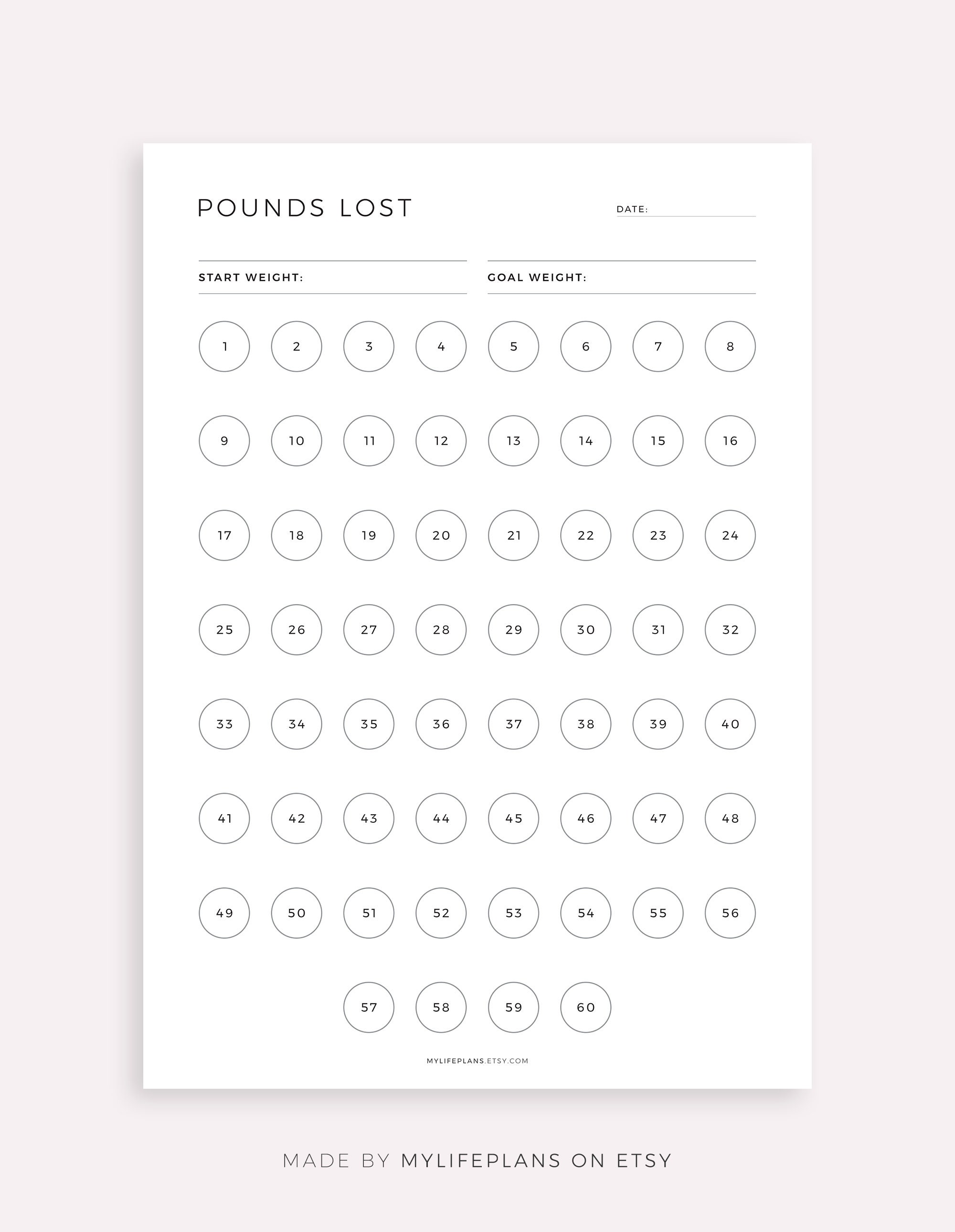 60 Pounds Lost Weight Tracker Printable Weight Loss Tracker - Etsy UK