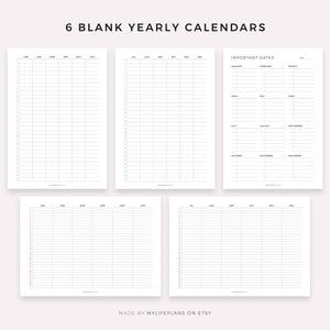 Blank Calendar Inserts Bundle Printable, A4/a5/letter/half Letter ...