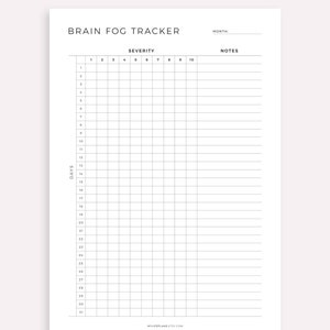 Monthly Brain Fog Tracker Printable Template, Track Daily Brain Fog ...