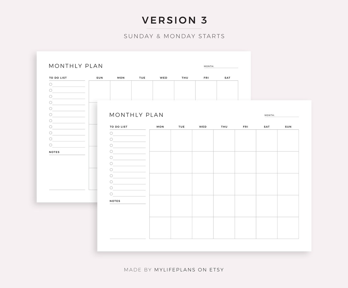 Monthly to Do List Printable Planner, Productivity Monthly Planner ...