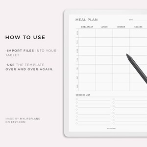 Weekly Meal Planner for Supernote A5X2/A5X/A5/A6X2/A6X/A6, Instant ...