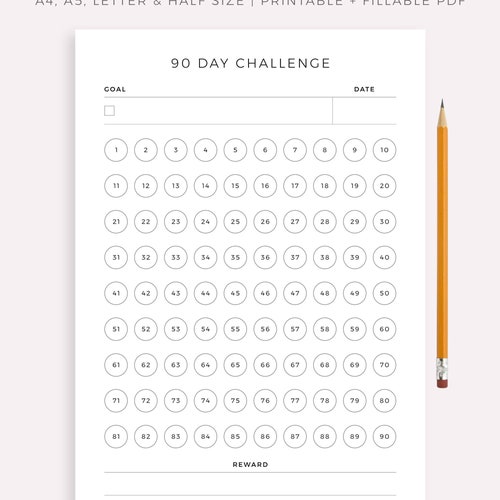 60 Day Challenge Tracker Printable PDF Habit Tracker - Etsy