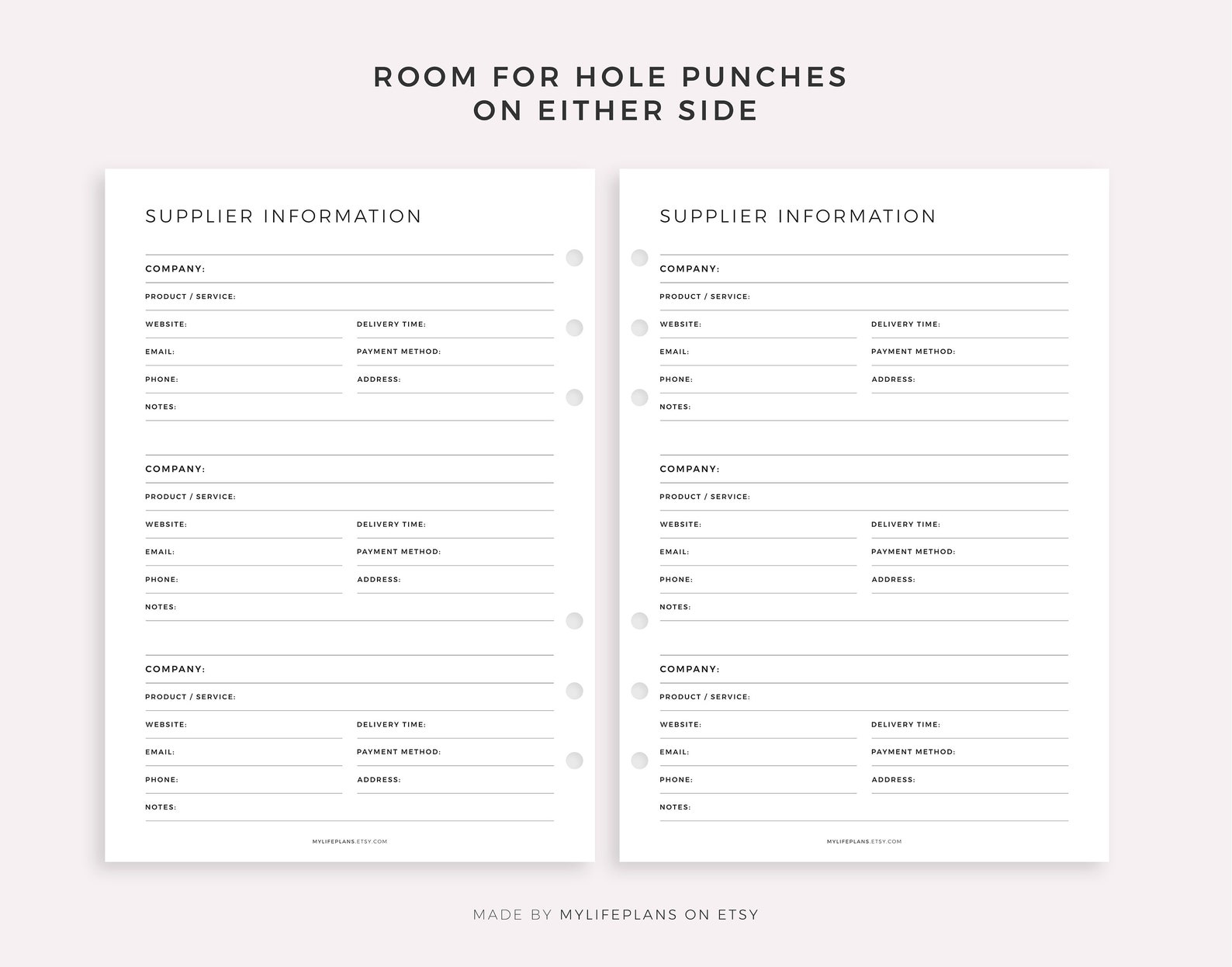 Detailed Supplier Information Printable, Supplier Profile Template ...