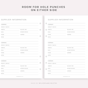 Detailed Supplier Information Printable, Supplier Profile Template ...