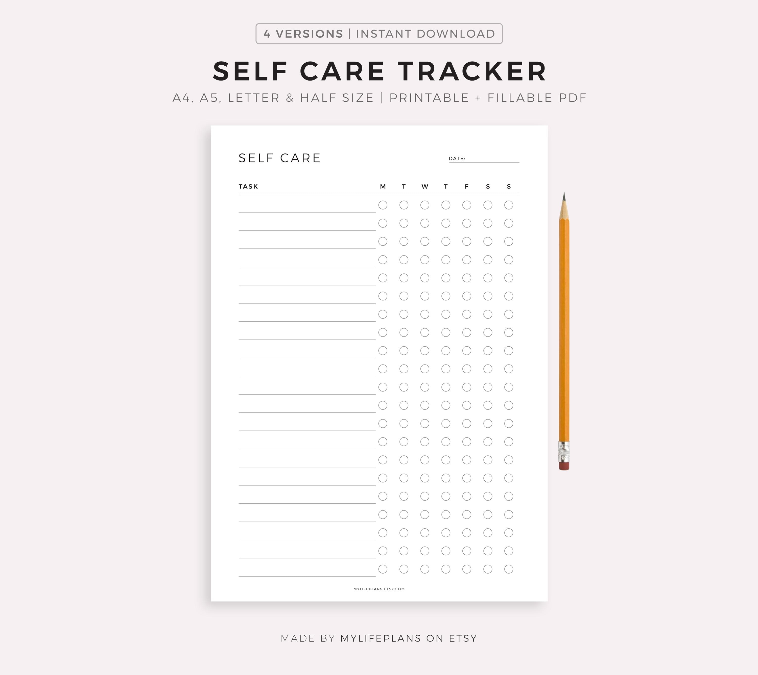 Weekly Self Care Tracker Printable, Daily Self Care Checklist, Routine ...