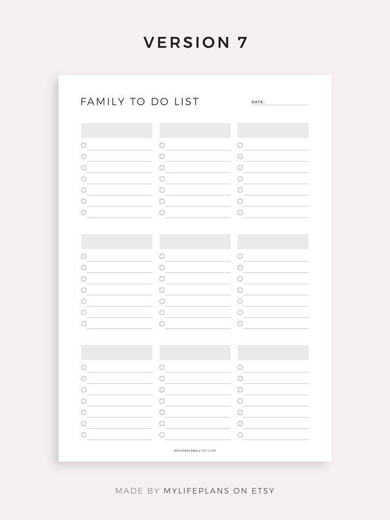 Family to Do List Printable Template Tasks for Family - Etsy UK