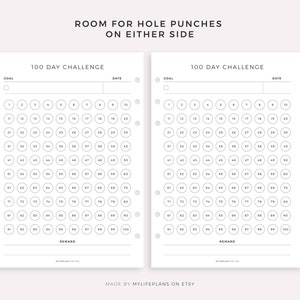 100 Day Challenge, Goal Setting, Progress Tracker, Habit Forming, A4/a5 ...