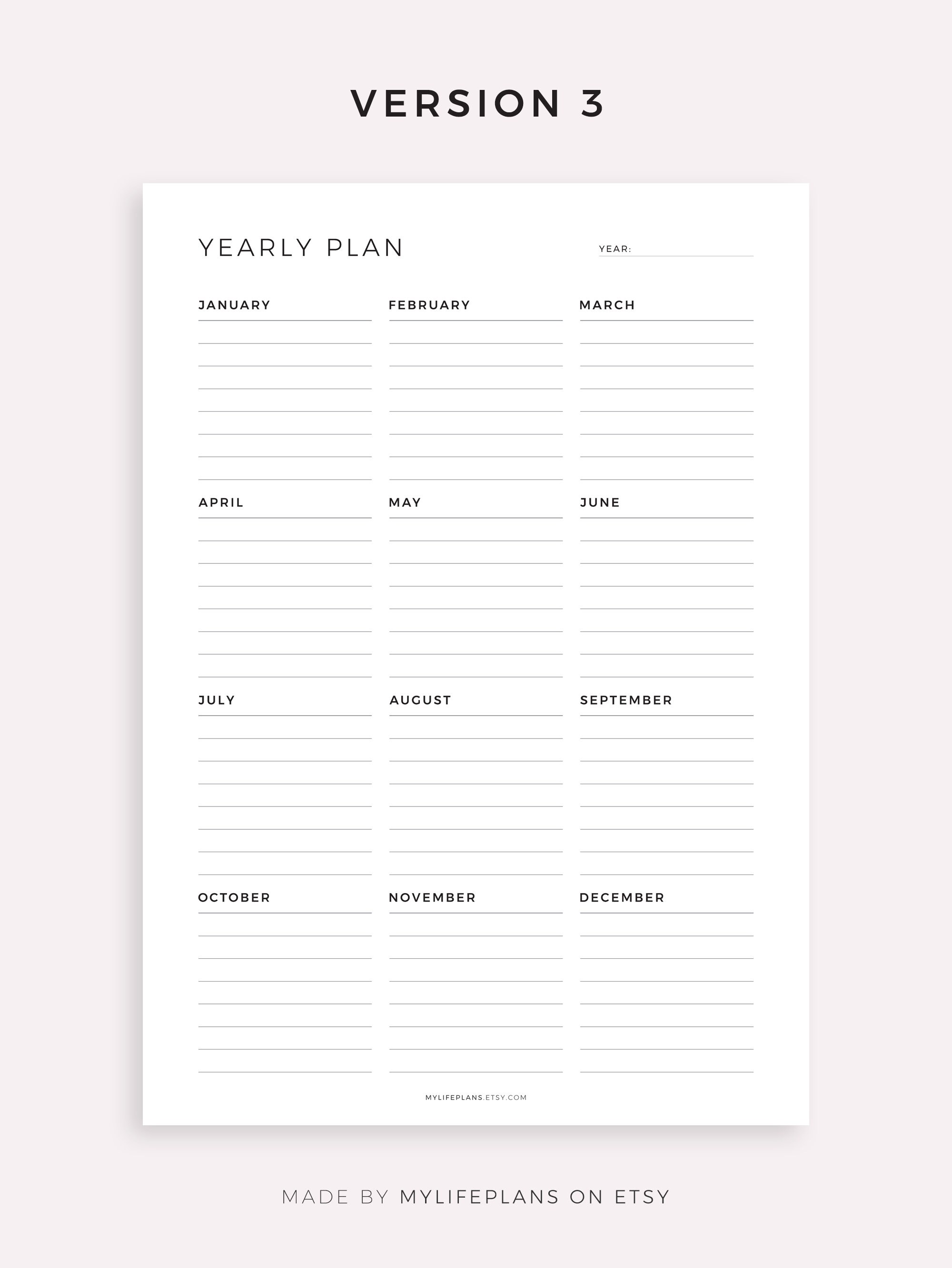 Yearly Tasks Yearly to Do List Yearly Planner Annual | Etsy