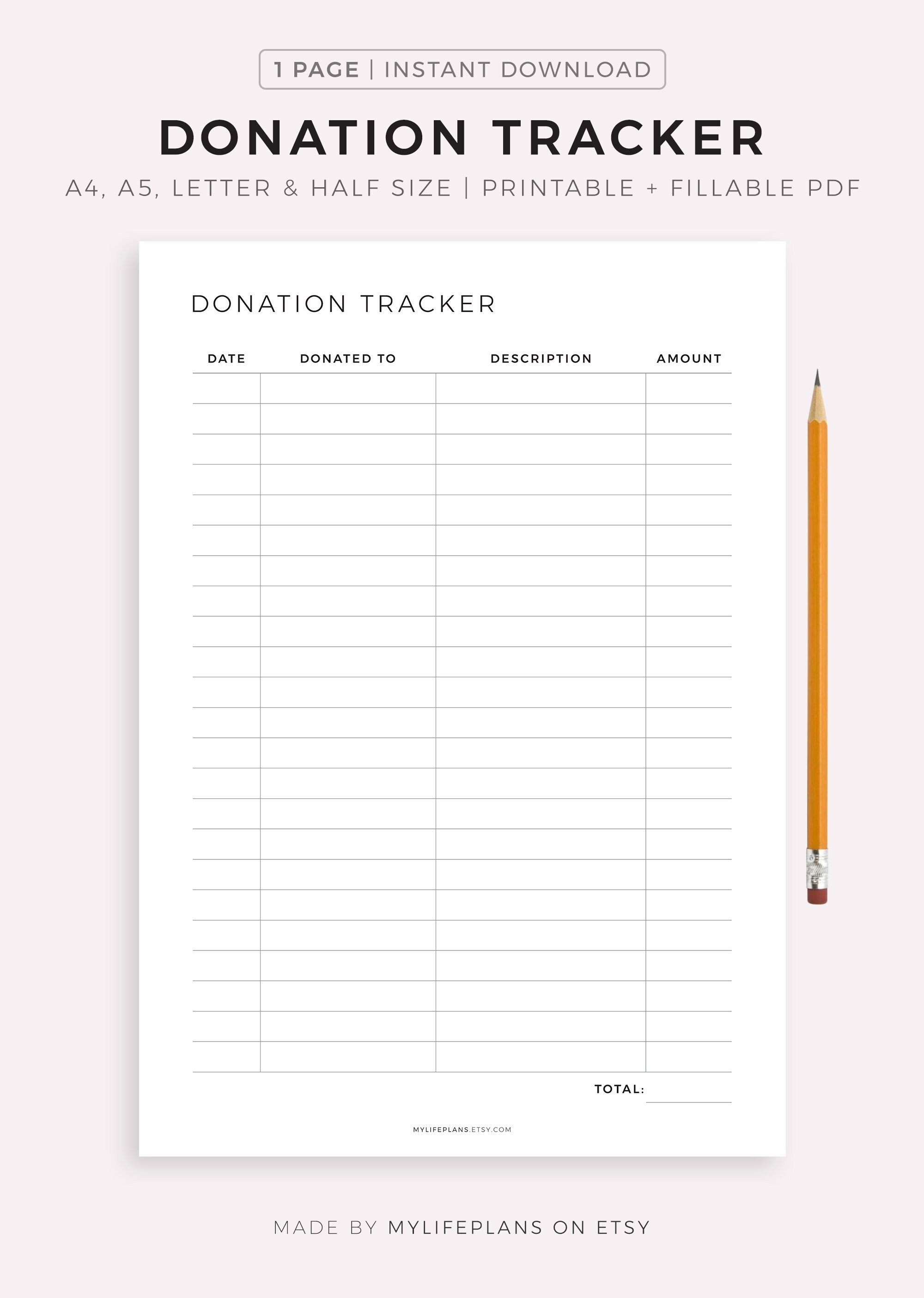 Donation Tracker Printable Tithe Tracker Giving Log - Etsy UK