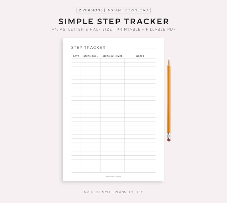 Simple Step Tracker Printable, Step Log, Walking Journal, Exercise Log ...