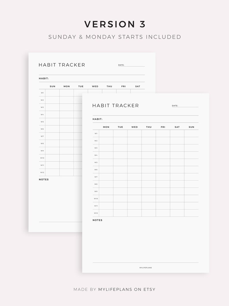 12 Week Habit Tracker for Supernote A5X2/A5X/A5/A6X2/A6X/A6, Instant ...