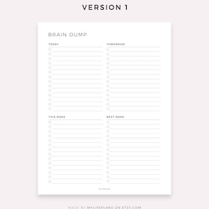 Brain Dump Digital Planner, Priorities Organizer, Get It Done Plan, to ...