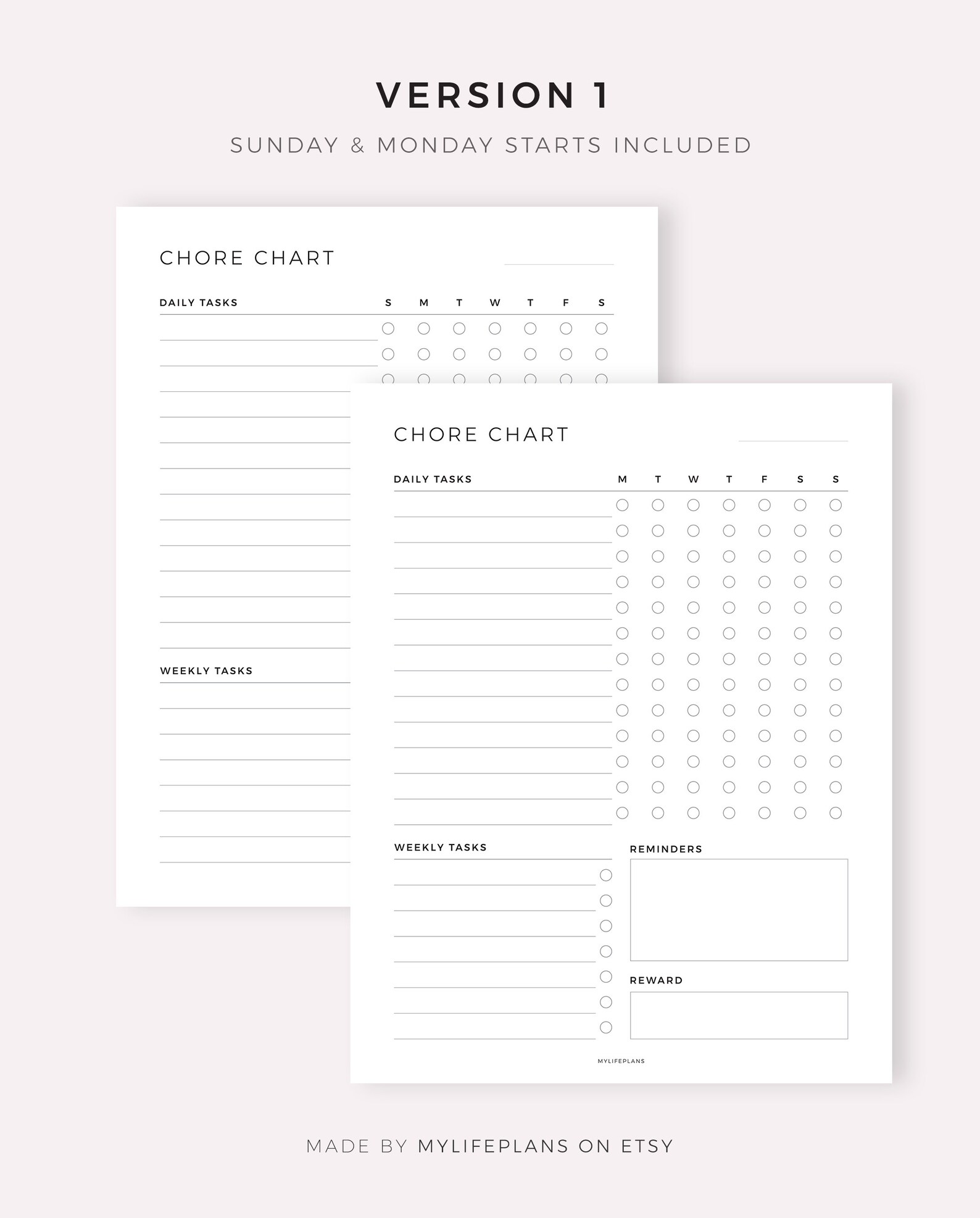 Digital Chore Chart for Kids and Adults, Responsibilities Chart, to Do ...