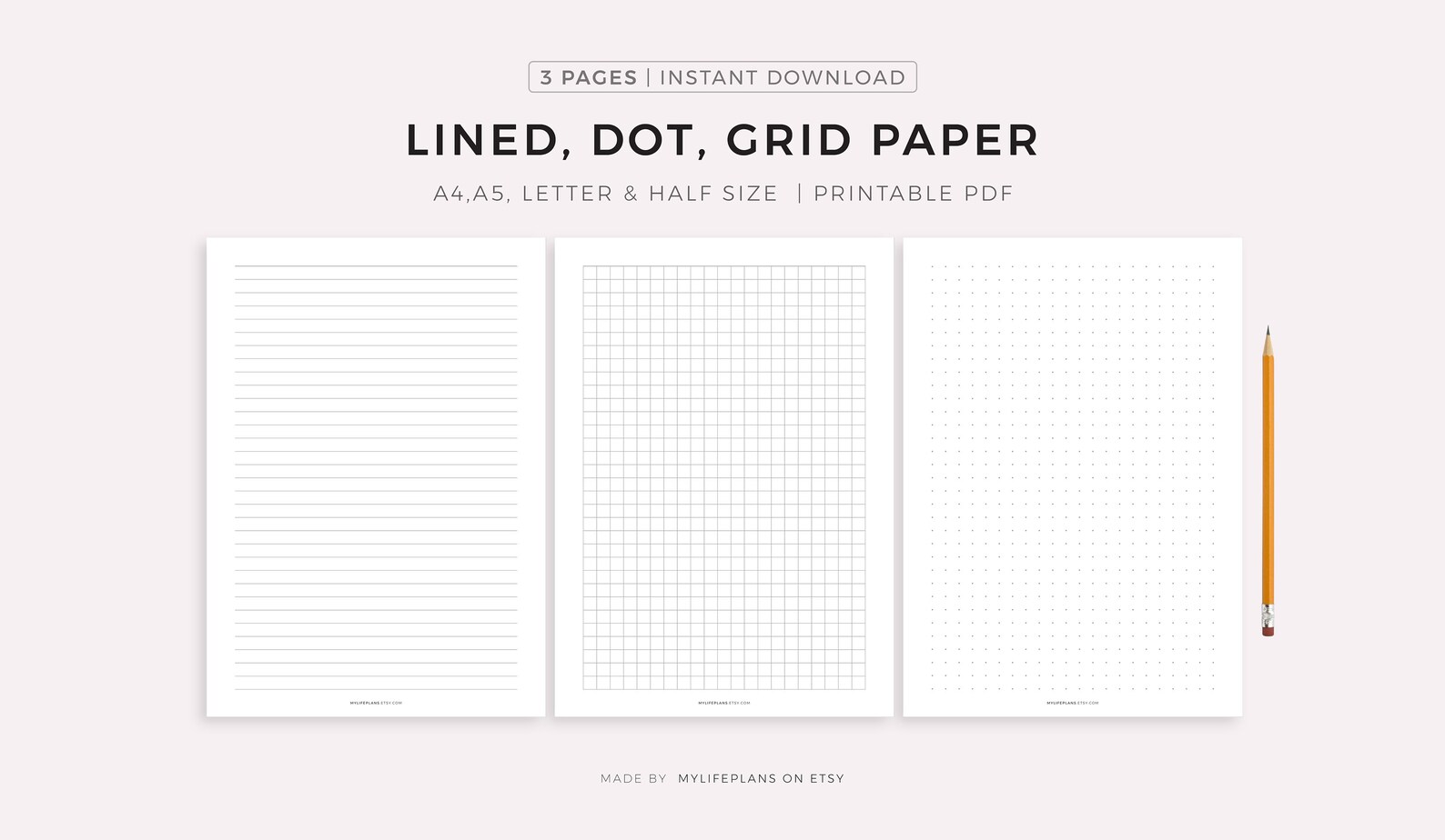 Lined Dot Grid Paper Printable Writing Paper Blank Notes - Etsy