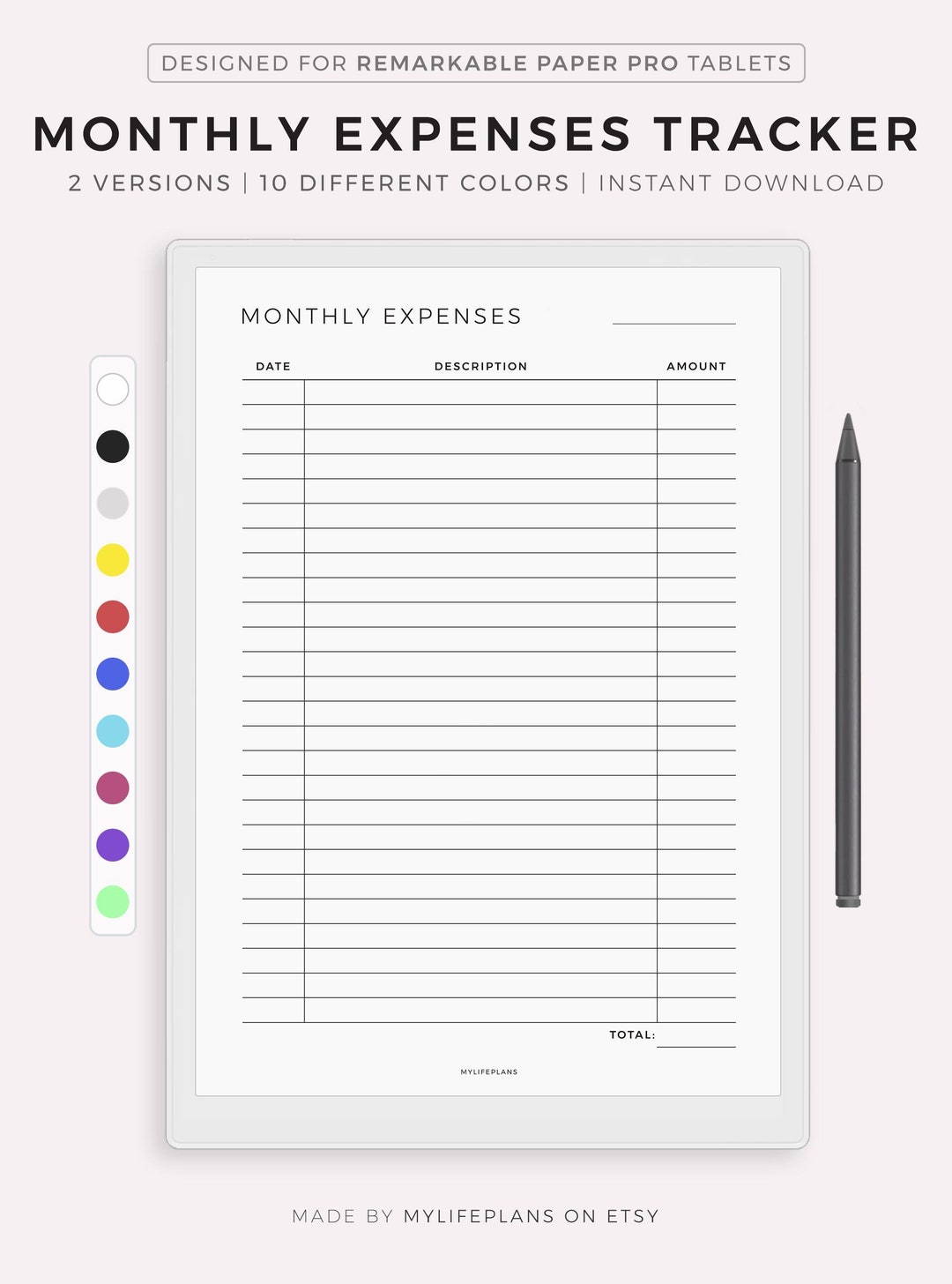 Simple Monthly Expenses Tracker, Spending Log, Purchase Recorder ...