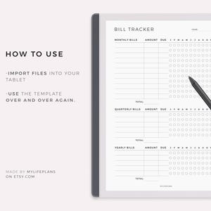 Monthly, Quartly, Yearly Bill Tracker on One Page, Bill Payment ...