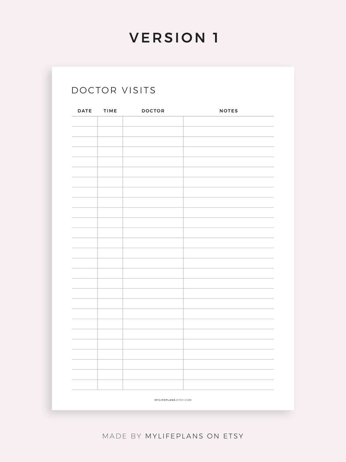 Doctor Visits Tracker Printable Template, Doctor Appointment Log ...