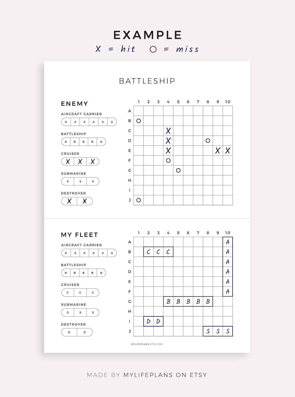 Printable Battleship Game - Easy to Print and Play With Friends, School ...