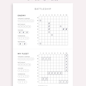 Printable Battleship Game - Easy to Print and Play With Friends, School ...